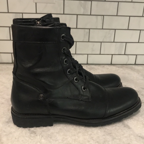 Guess | Shoes | Guess Mens Black Combat Boots Size 1 Lace Up Side Zip ...